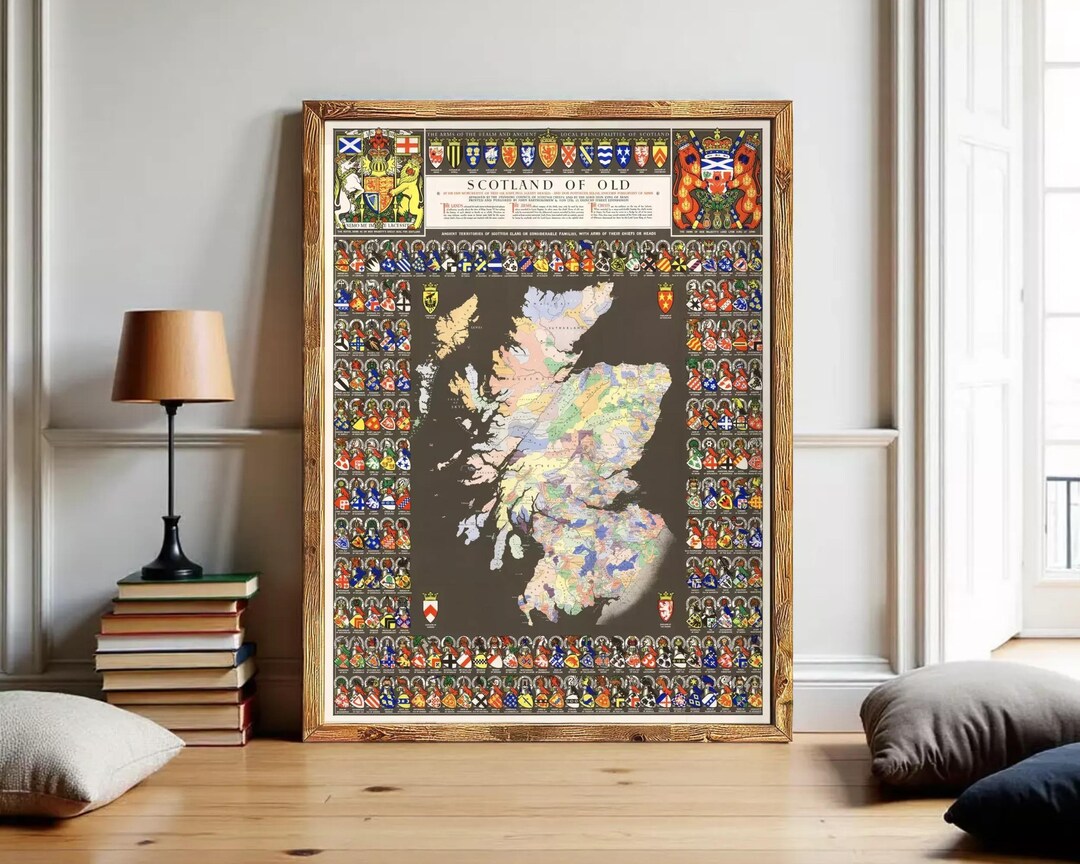 Scotland Clans Family Scottish Clan Map Poster Scotland Family Surnames ...