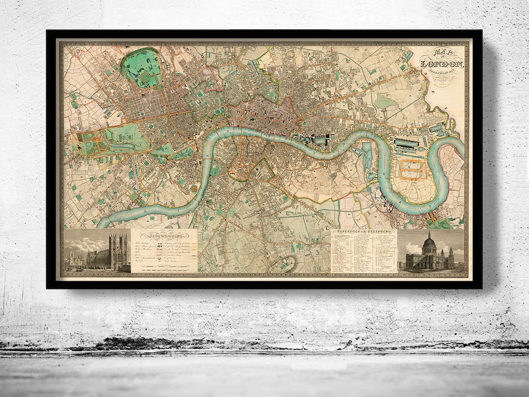 Victorian Old London Map 1830, England Vintage Poster Wall Art Print ...