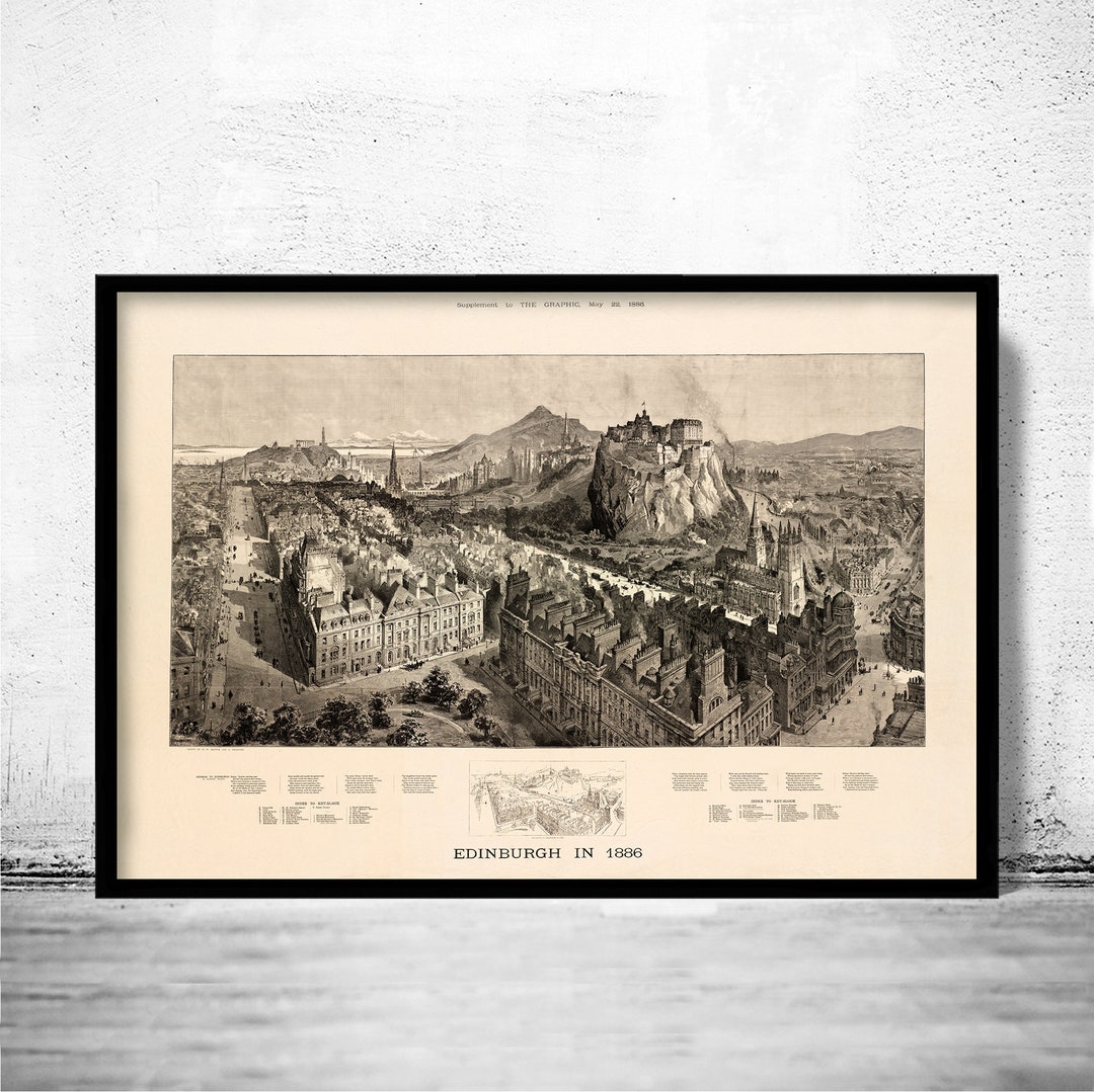 Marvellous Edinburgh Vintage Panoramic View in 1886 Edinbourg Scotland ...