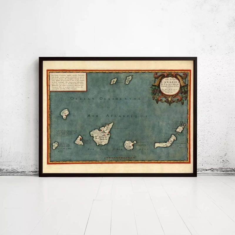 Vintage Map Canary Island - Etsy