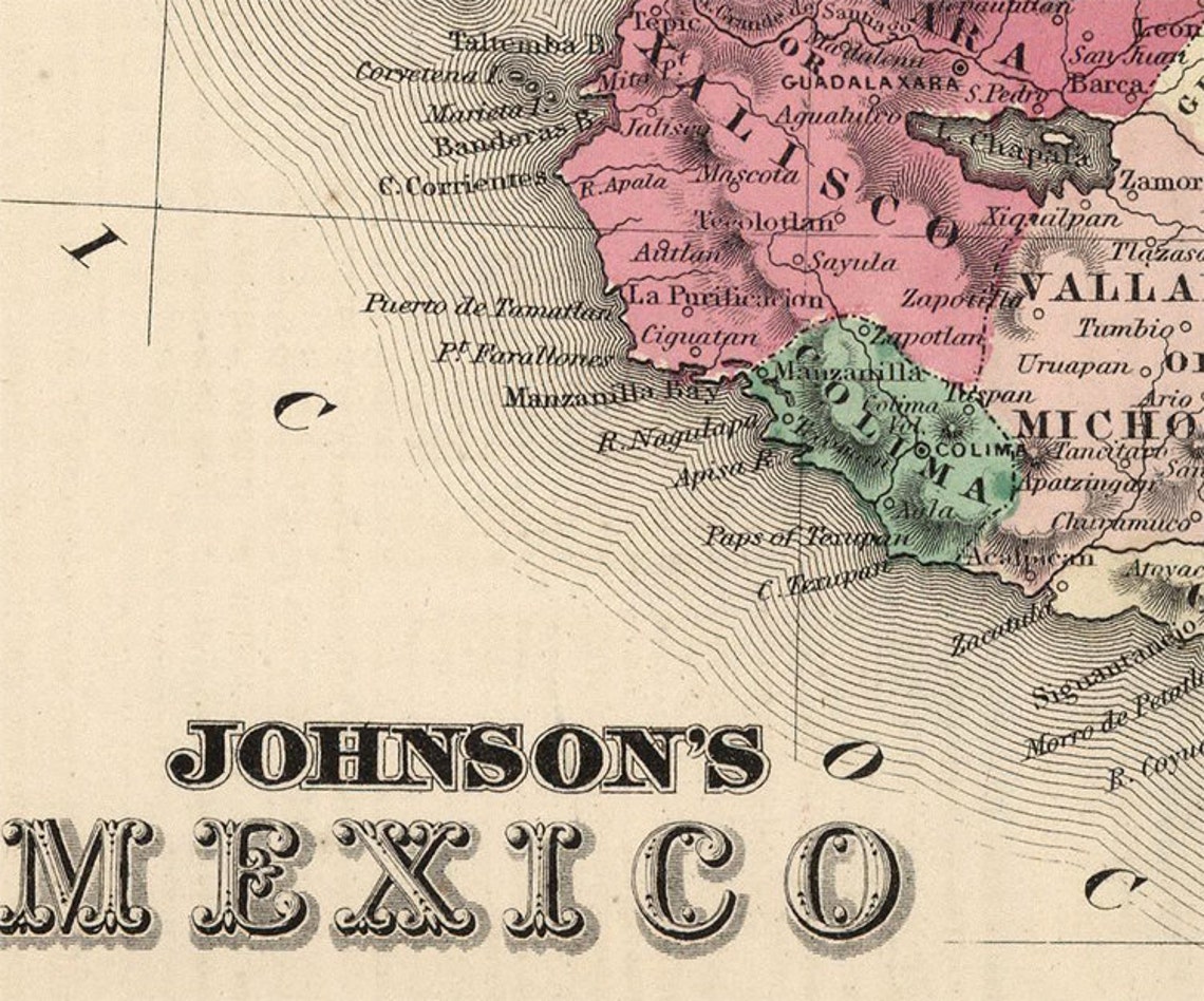 Old Map of Mexico 1865 Vintage Map Vintage Poster Wall Art - Etsy