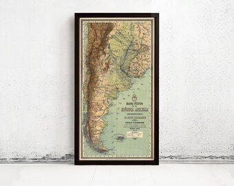 Old Map Argentina 1890 Vintage Map | Vintage Poster Wall Art Print ...