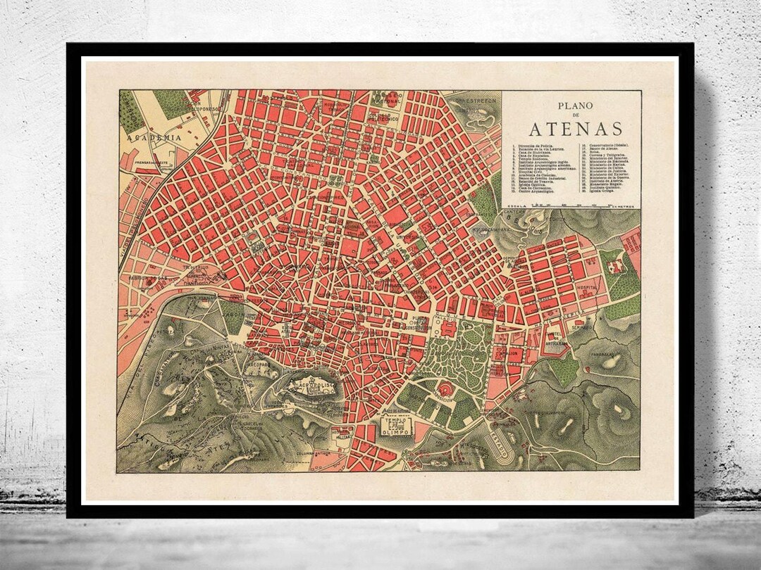 Old Map of Athens Greece 1900 | Wall Map Print - Etsy Canada