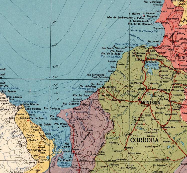 Old Map of Colombia Vintage Map of Colombia | Wall Map Print - Etsy UK