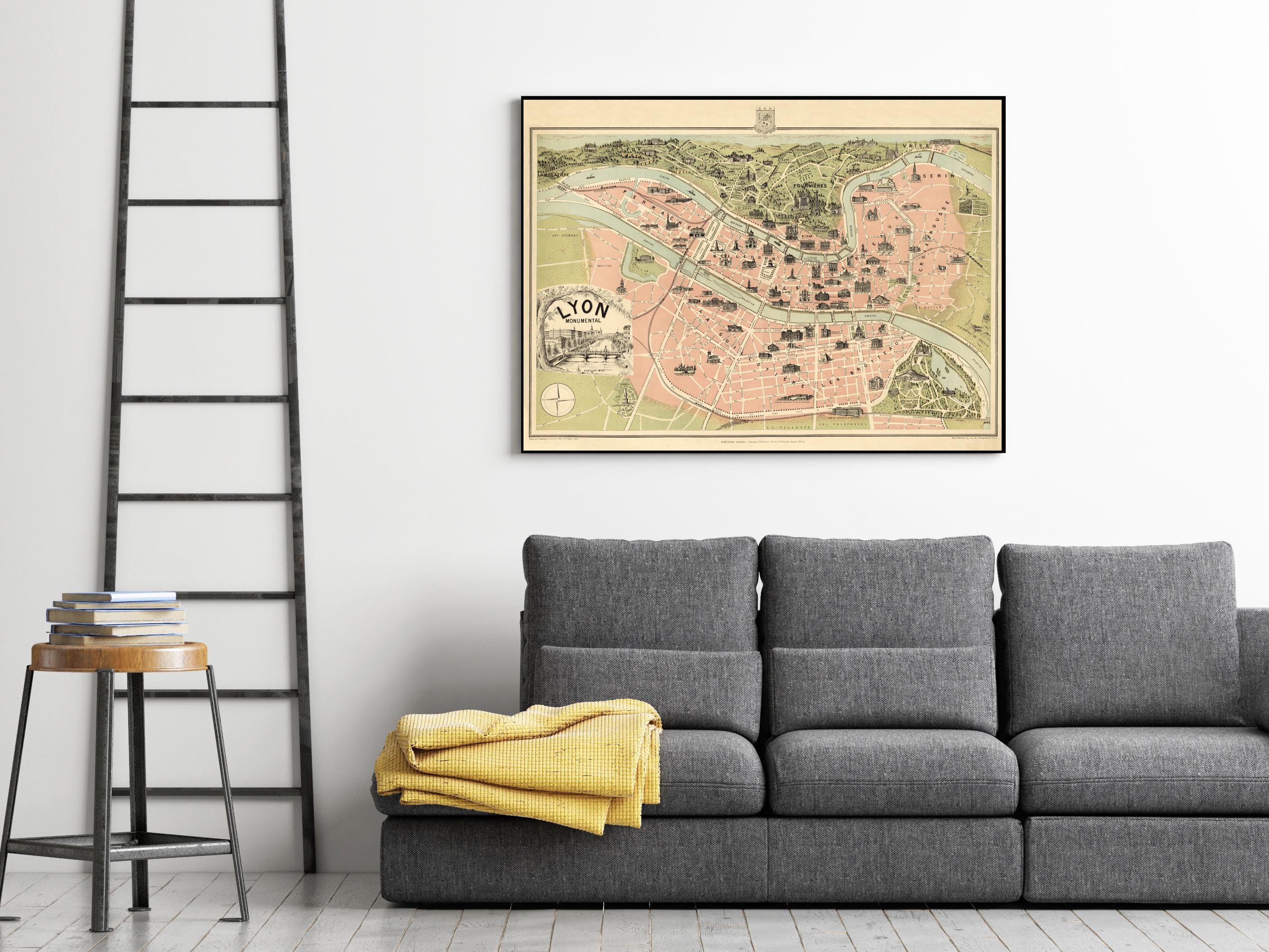 Old Map of Lyon France 1894 Vintage Map of Lyon | Wall Map Print - Etsy