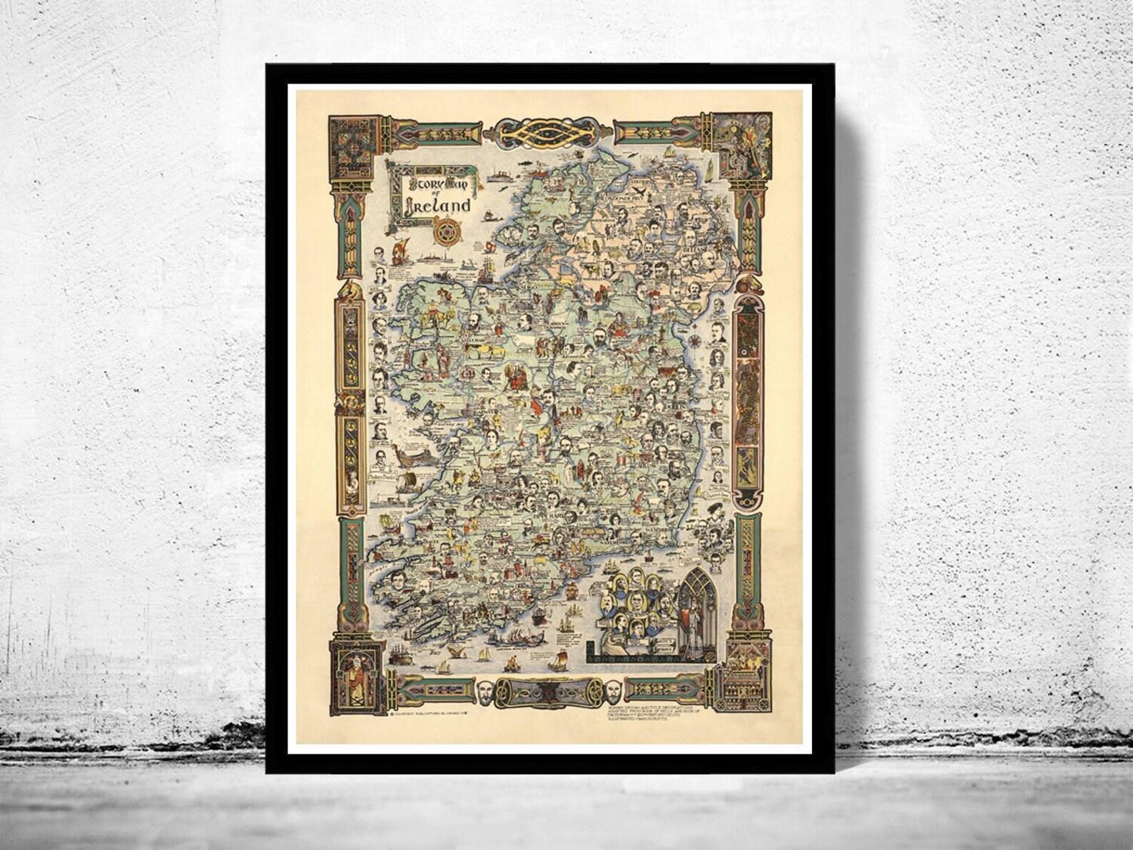 Old Map of Ireland 1936 Story Map of Ireland With Clans Old Map of ...