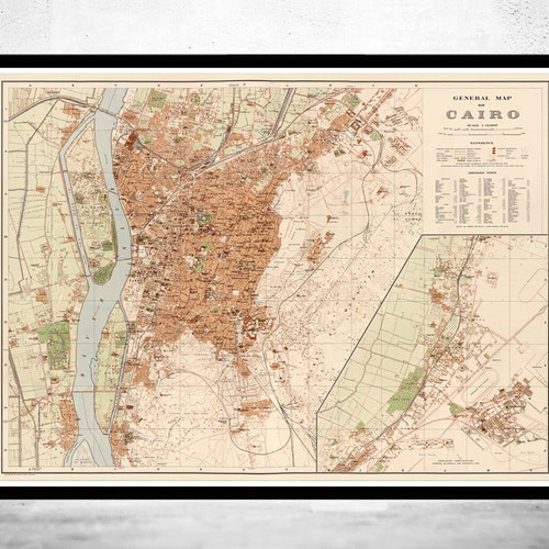 Old Map of Cairo Egypt 1920 Vintage Poster Wall Art Print | Etsy