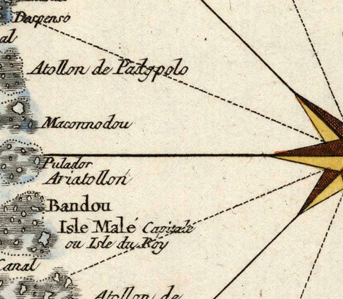 Old Map of Maldives Islands 1750 Vintage Poster Wall Art - Etsy