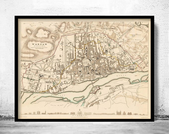 Warsaw Map 1772, Old Map of Warsaw, Poland in High Resolution Prints up ...
