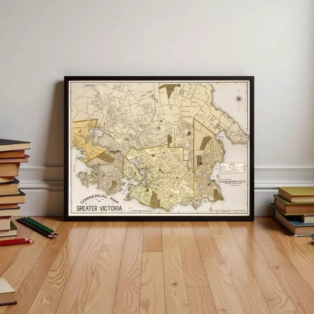Greater Victoria BC Vintage Map Print 1921 | British Columbia Canada ...