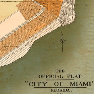 Old Map of Miami Florida 1918 Vintage Map Vintage Poster Wall Art Print ...