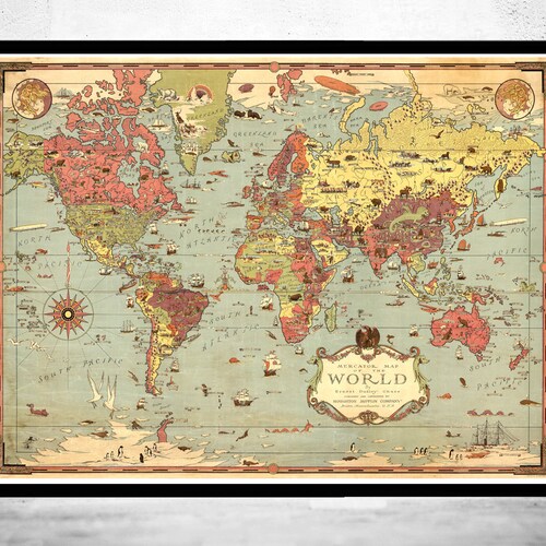 Beautiful Vintage World Map 1931 Vintage Map Vintage Poster | Etsy