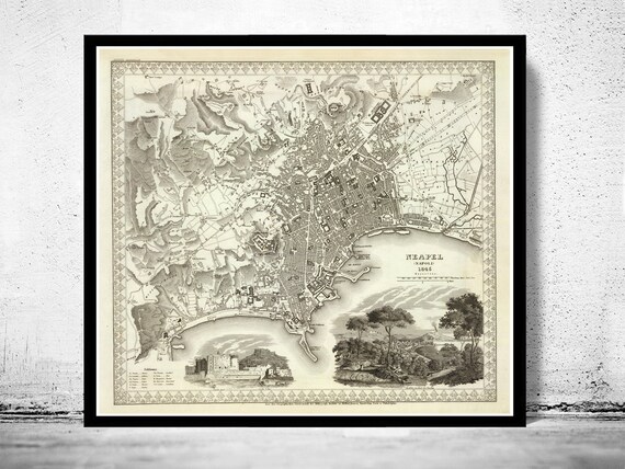 Old Map of Napoli Naples Italy 1845 Vintage Map Vintage - Etsy