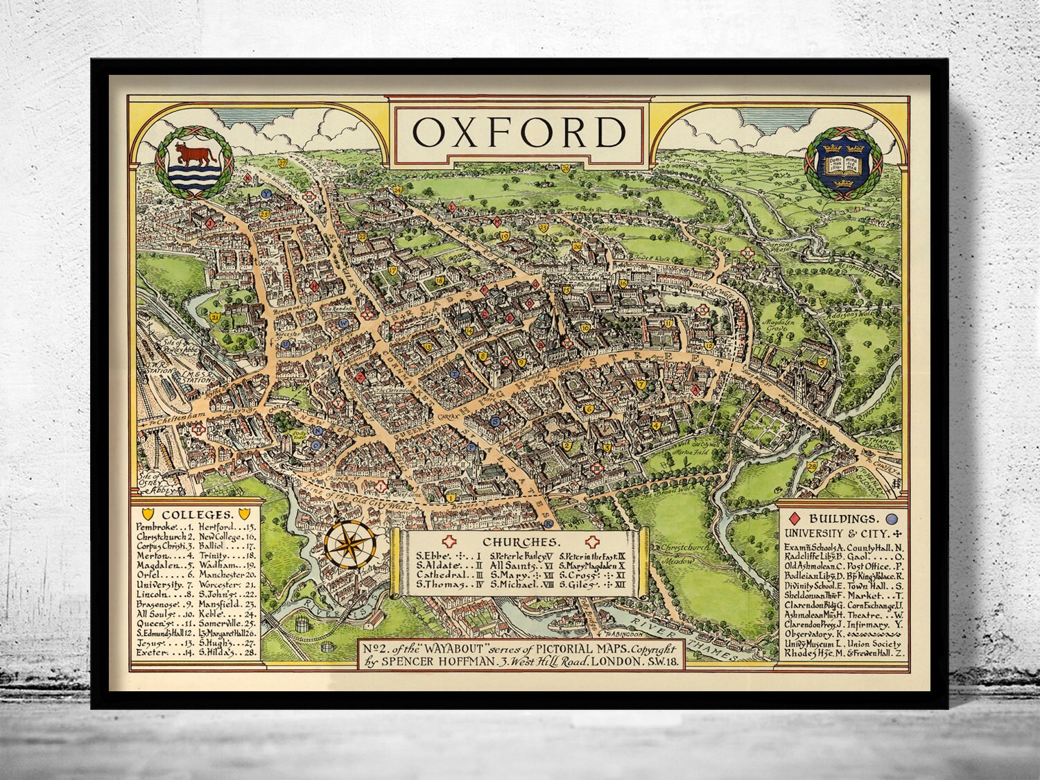 Old Map of Oxford England 1936 Vintage Map Vintage Poster - Etsy