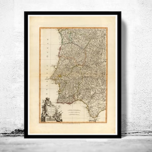 Old Map of Portugal 1794 Mapa De Portugal Portuguese Map Vintage Poster ...