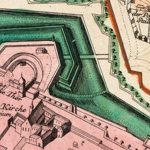 Old Map of Leipzig With Gravures , Germany Deutshland 1735 Vintage ...