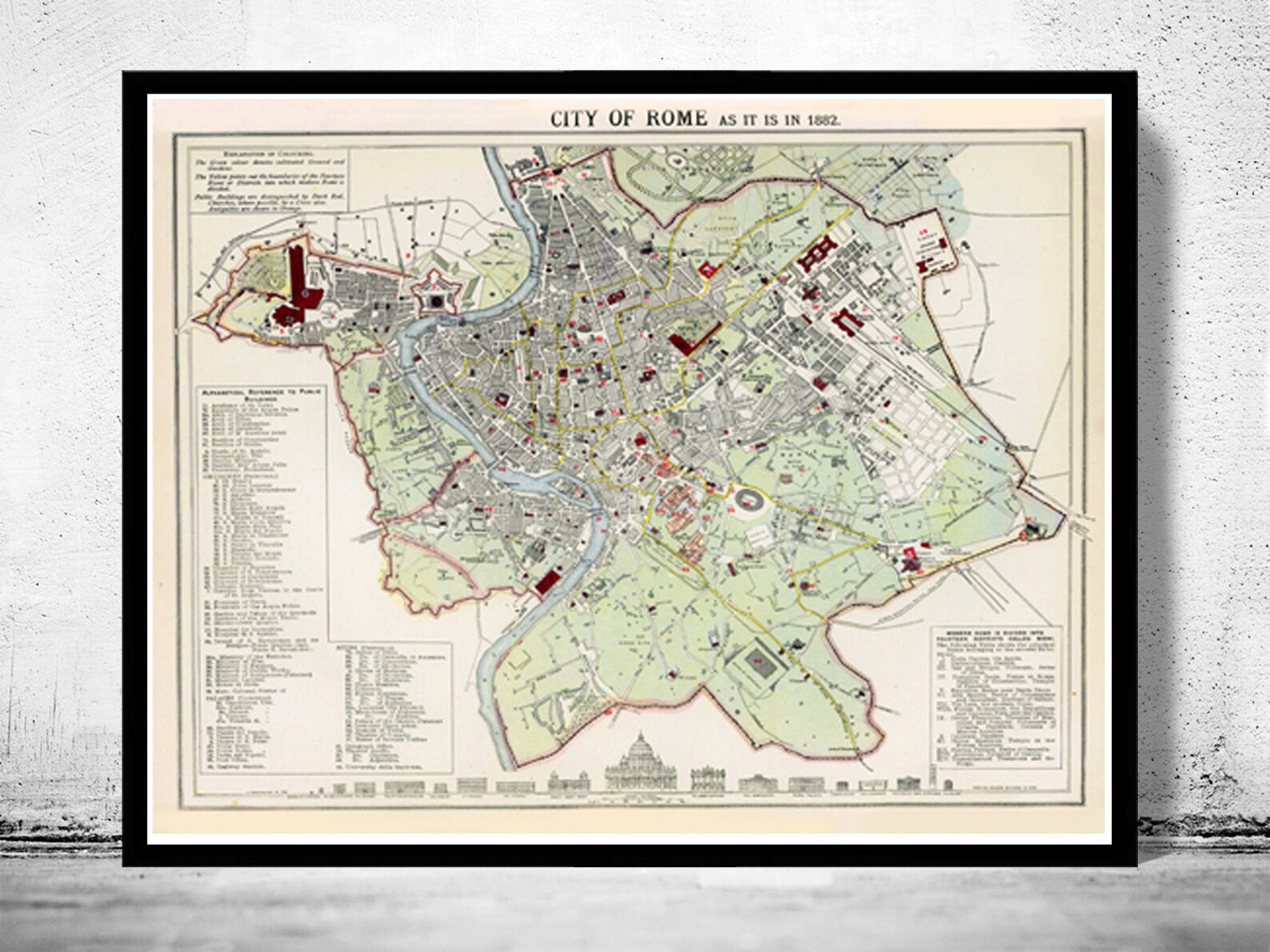 Old Map of Rome Italy 1883 Vintage Map of Rome Vintage - Etsy