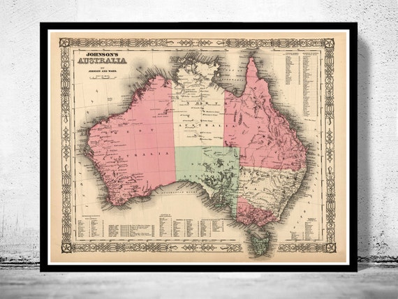 Old Map Australia Oceania 1864 Vintage Map Vintage Poster | Etsy