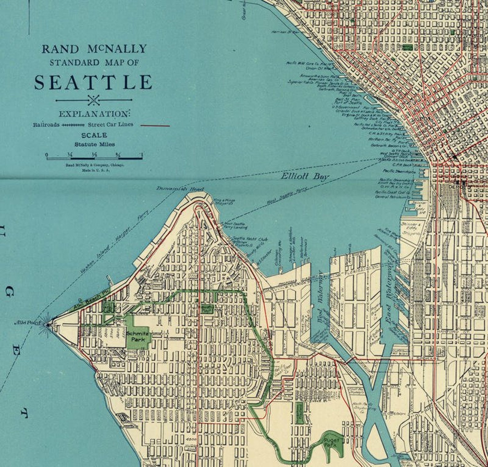 Old Map of Seattle Washington 1924 Vintage Map of Seattle - Etsy
