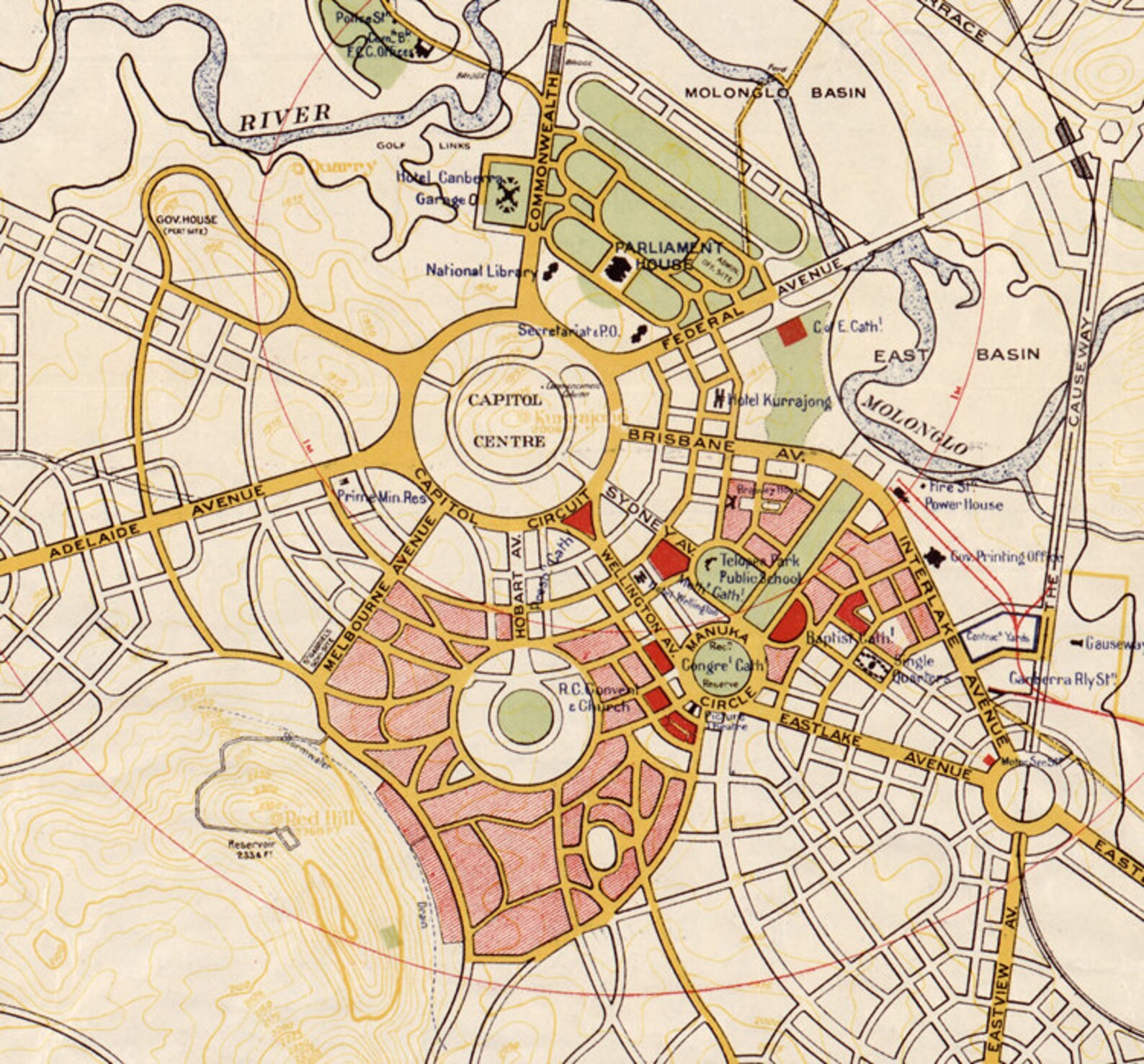 Old Map of Canberra City Australia 1927 Vintage Map Vintage - Etsy