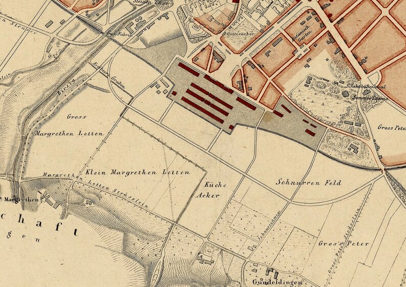 Old Map of Basel Basilea Switzerland Suisse 1860 Vintage | Etsy