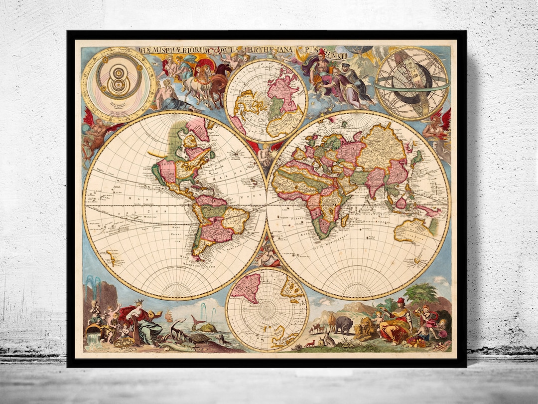 Old Map of the World 1700 Antique Map Vintage Poster Wall - Etsy Australia