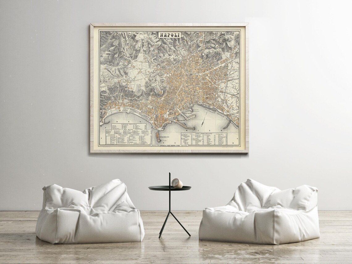 Old Map of Napoli Italy 1880 Naples Vintage Map | Wall Map Print - Etsy