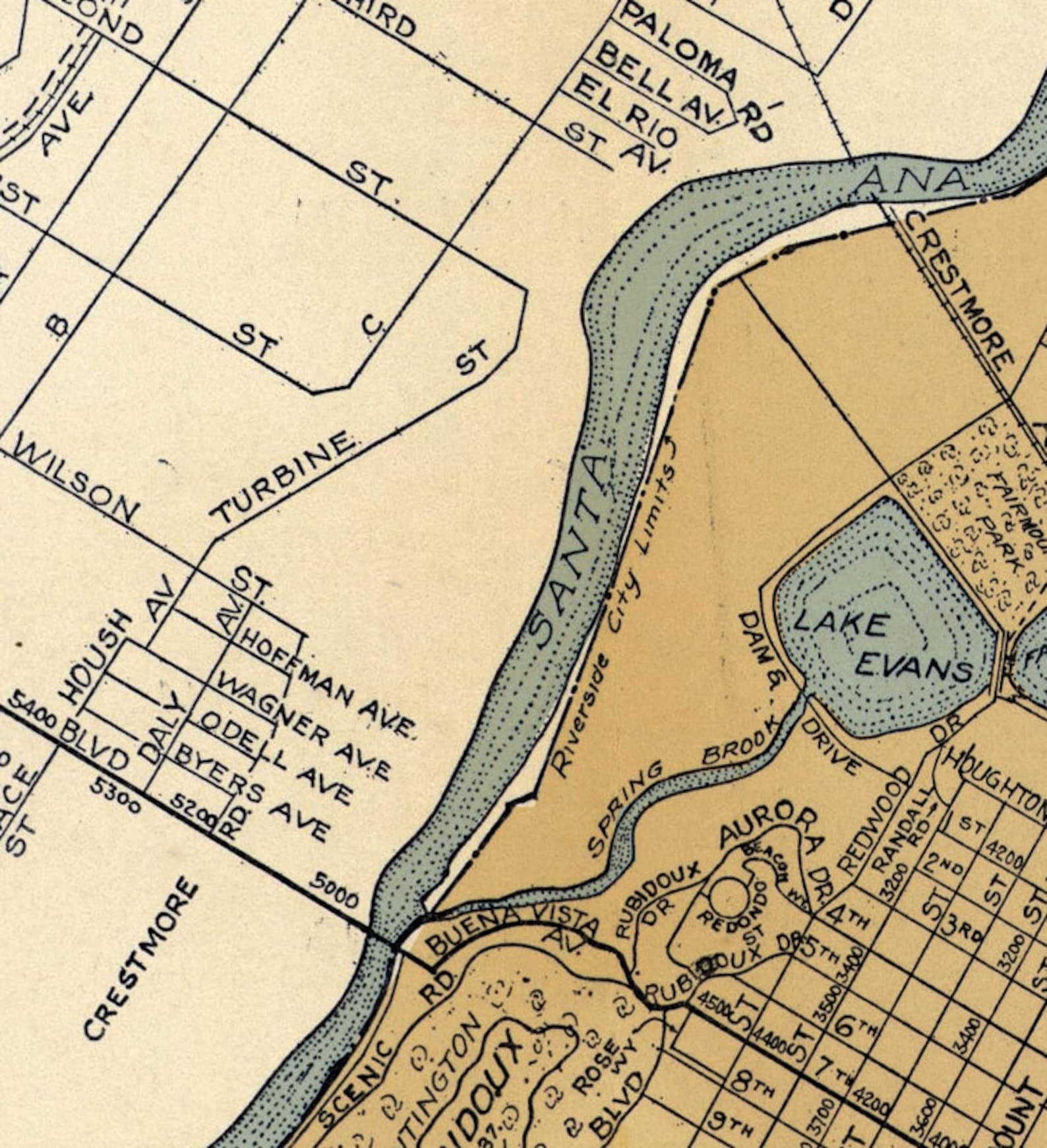 Old Map of Riverside California 1938 Vintage Map Vintage - Etsy