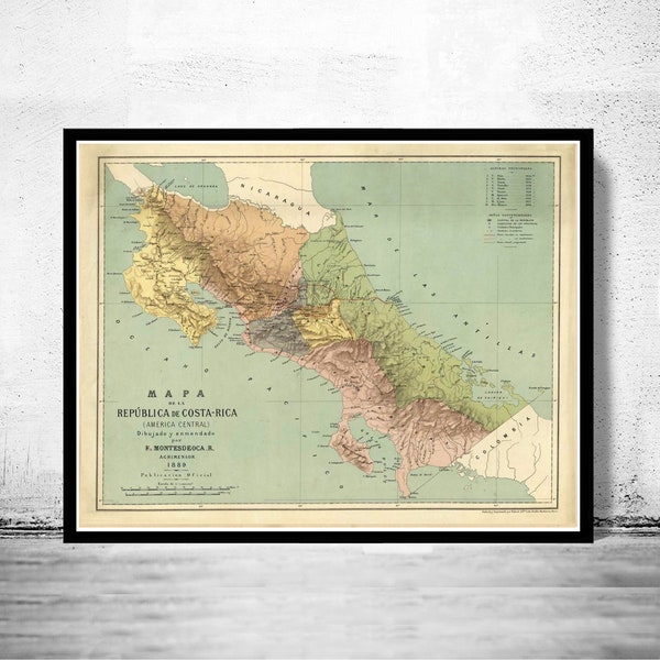 Framed Map of Costa Rica - Etsy