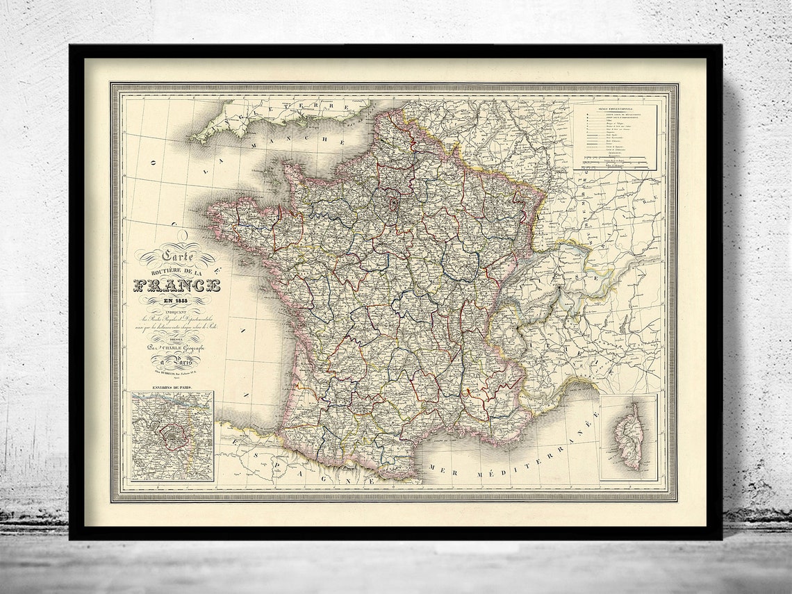 Old Map of France 1835 Vintage Map Vintage Poster Wall Art | Etsy
