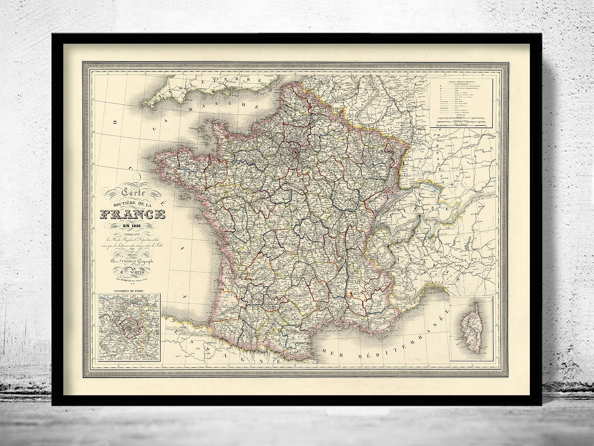 Old Map of France 1835 Vintage Map Vintage Poster Wall Art | Etsy