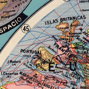 Vintage World Map 1929 Two Hemispheres | Vintage World Map - Etsy