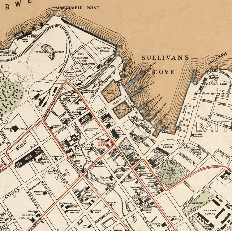Old Map of Hobart Australia 1893 Vintage Map Vintage Poster - Etsy