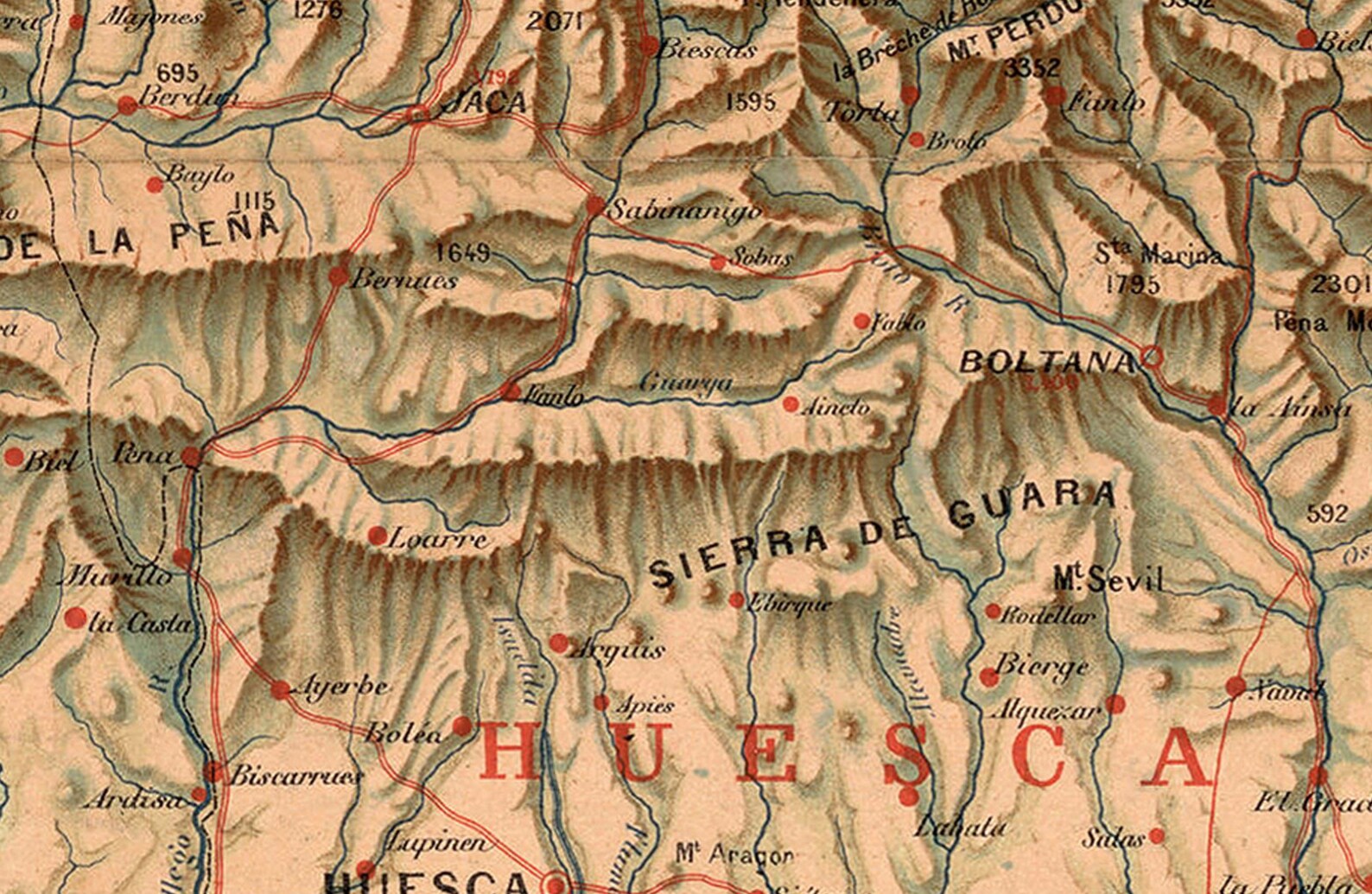 Old Map of Pyrenees Pirineus 1920 France Spain Vintage | Etsy