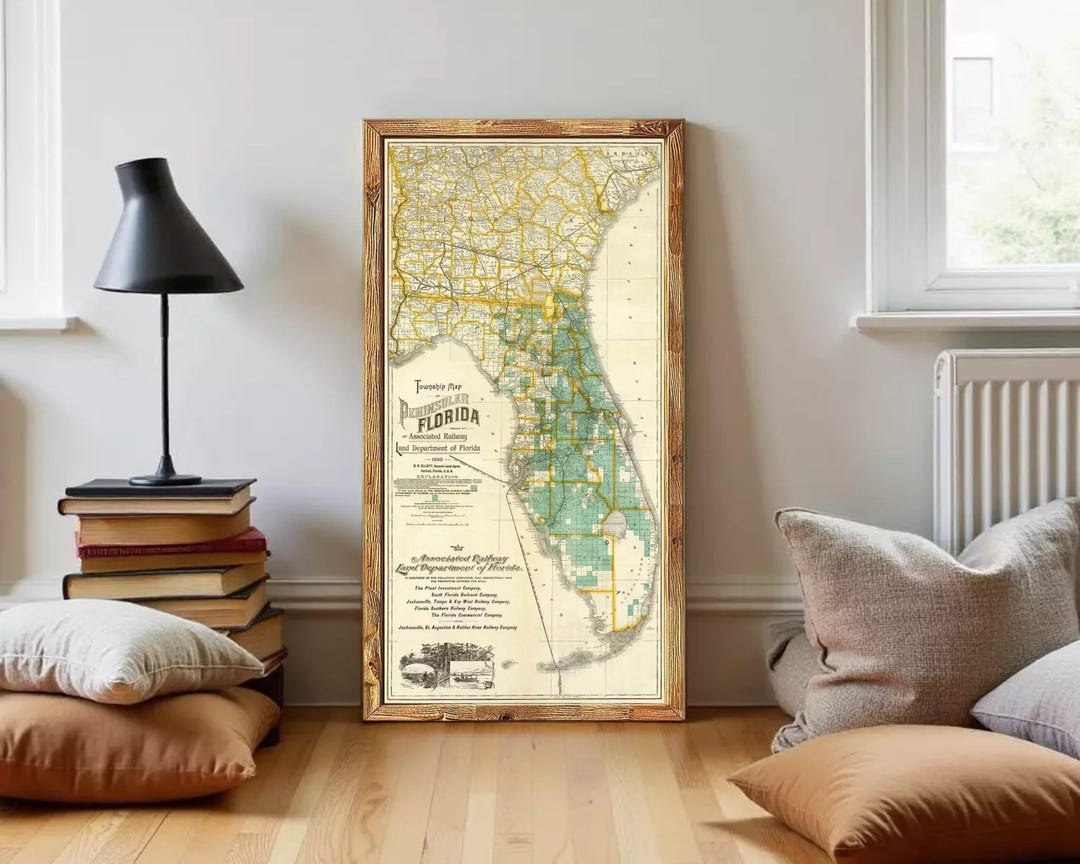 Old Map of Florida State 1890 Florida Vintage Map | Wall Map Print - Etsy