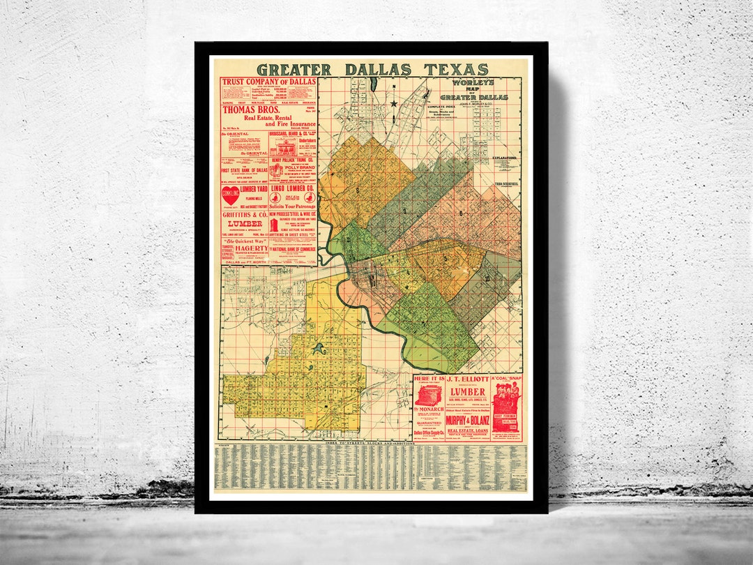 Old Map of Dallas 1905 Texas Vintage Map Vintage Poster Wall Art Print ...