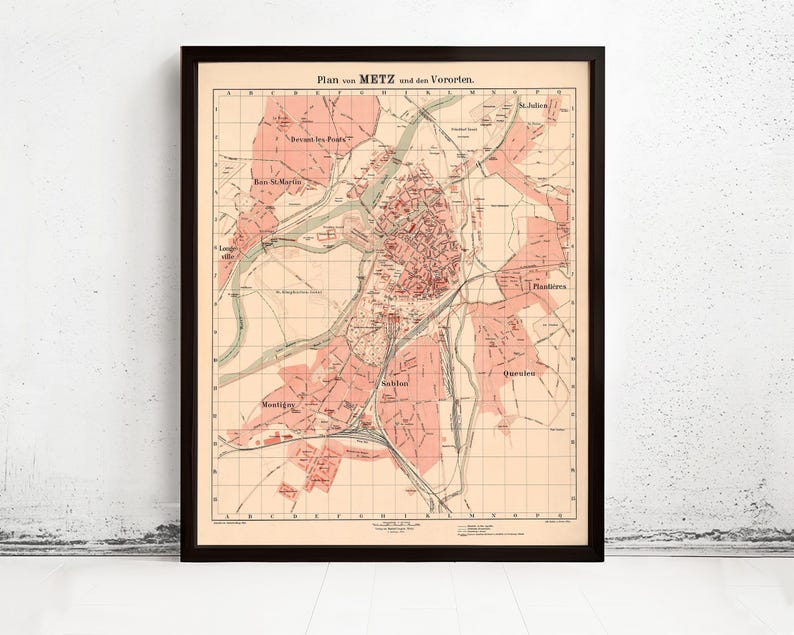 Old Map of Metz France 1904 Vintage Map | Wall Map Print - Etsy
