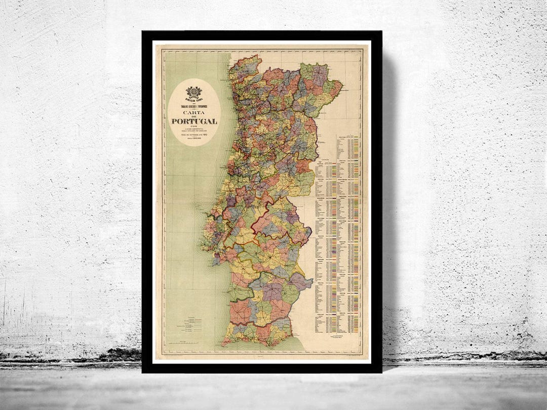 Old Map of Portugal 1912 Mapa De Portugal Vintage Map | Vintage Poster ...