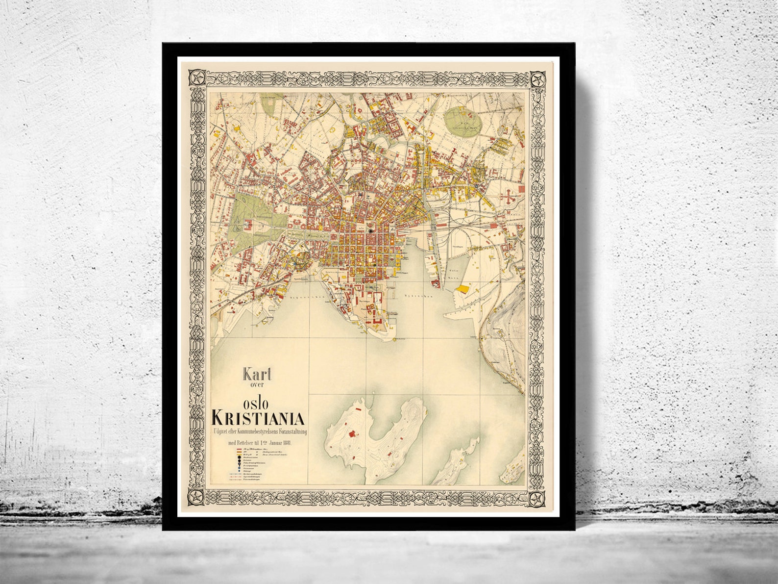 Old Map of Oslo Norway 1881 Antique Kristiania Vintage - Etsy