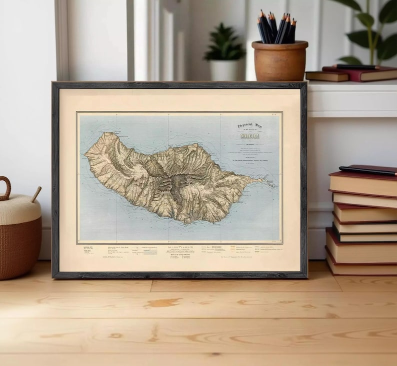 Old Map of Madeira Island 1850 Portugal | Wall Map Print - Etsy