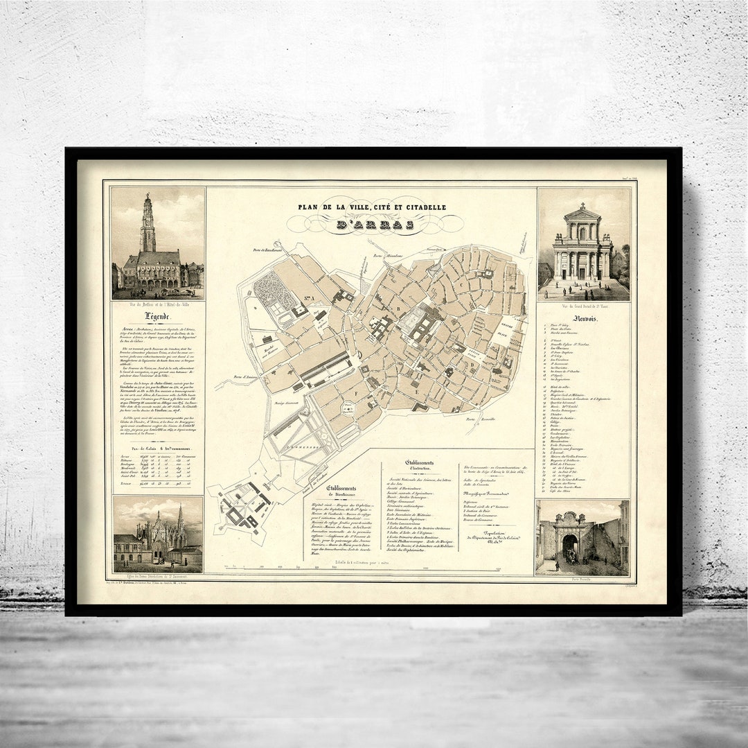 Old Map of Arras France 1894 Vintage Map Vintage Poster Wall Art Print ...