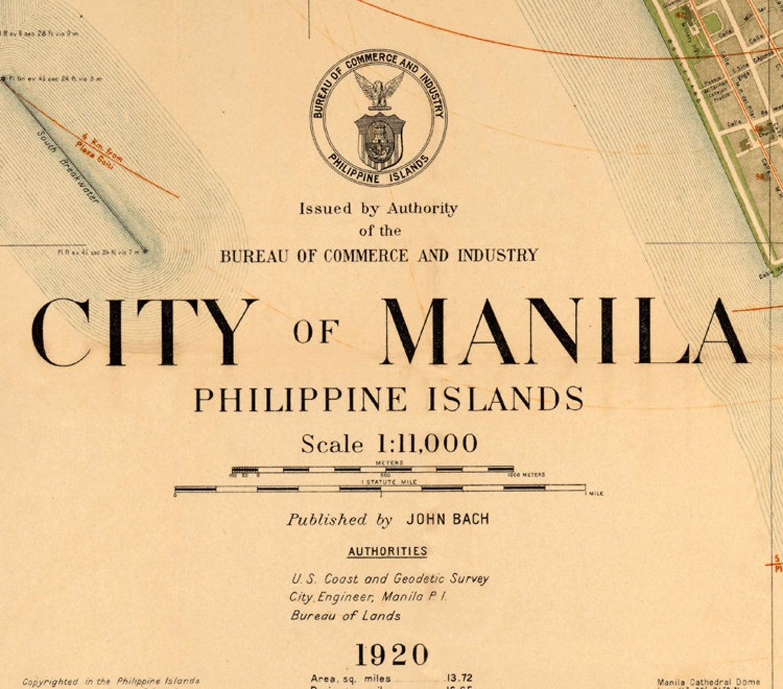 Old Map of Manila Philippines 1920 Vintage Poster Wall Art | Etsy