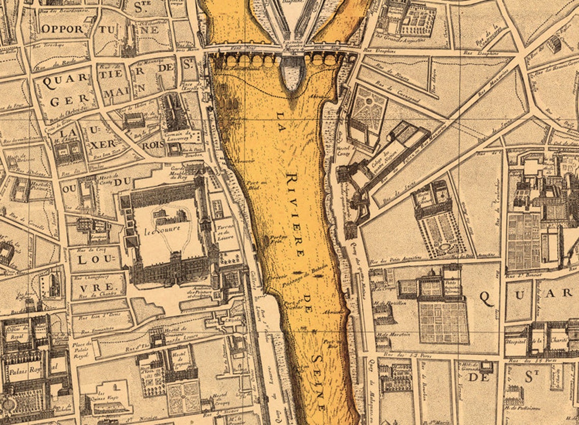 Old Map of Paris France 1710 Vintage Map Vintage Poster Wall | Etsy