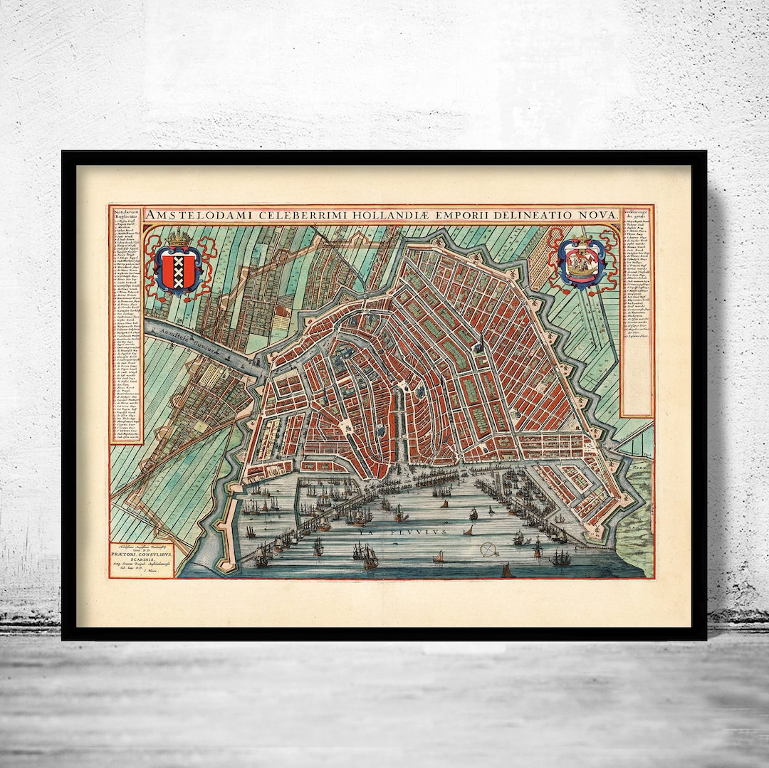 Old Map of Amsterdam the Netherlands 1649 Vintage Map Vintage Poster ...