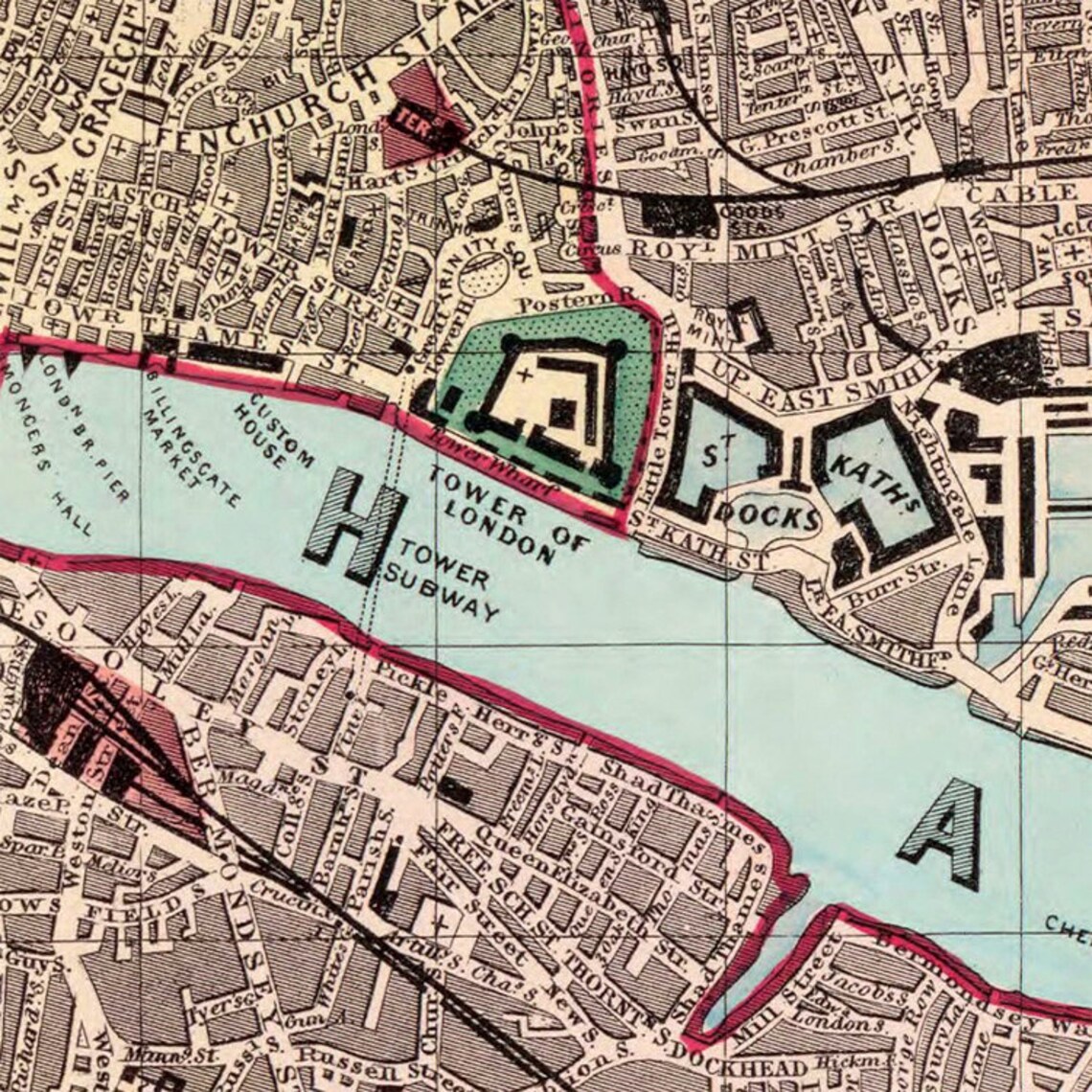 Old Map of London Map 1880 Vintage Poster Wall Art Print - Etsy