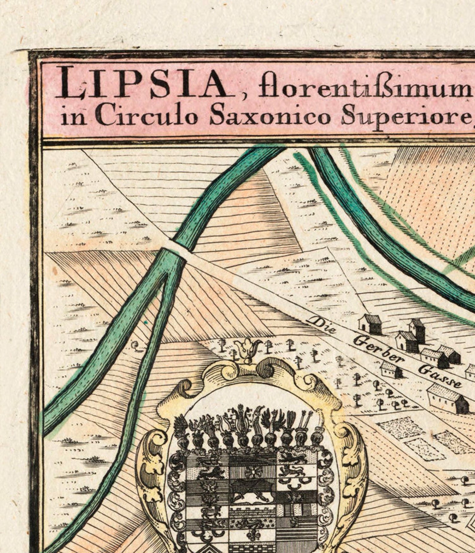 Old Map of Leipzig With Gravures Germany Deutshland 1735 - Etsy