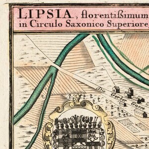 Old Map of Leipzig With Gravures , Germany Deutshland 1735 Vintage ...