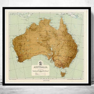 Old Map Australia 1952 Vintage Map Vintage Poster Wall Art Print Wall ...