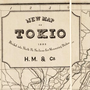 Old Map of Tokyo Japan 1893 Vintage Map Tokyo | Vintage Poster Wall Art ...