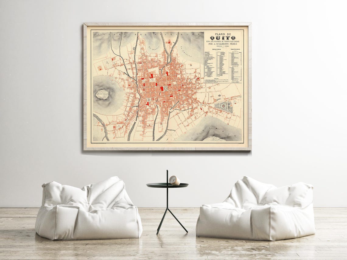 Old Map of Quito Ecuador 1888 Equator Republic | Wall Map Print - Etsy
